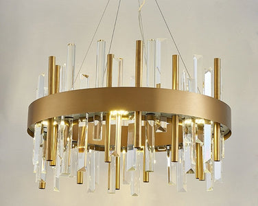 Royal Hanging Gold/Titanium/Copper Round Crystal Chandelier for Dining ...
