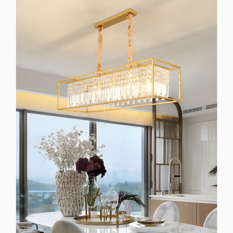 Agnosine | Rectangle Crystal Hanging LED Chandelier for Dining Room ...