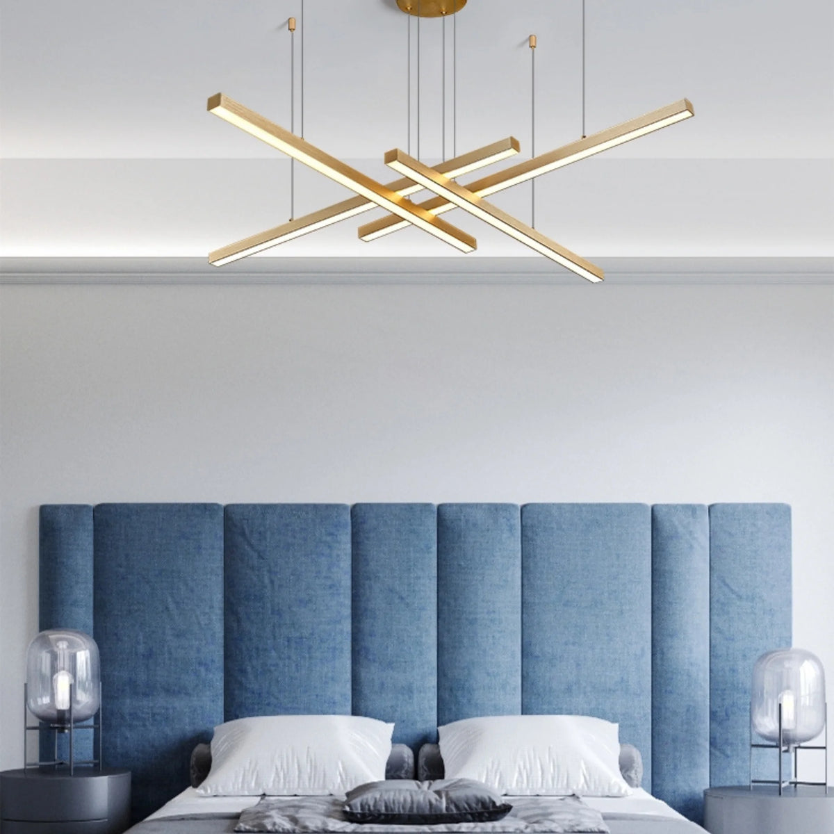 Zeccone | Minimalist Gold Long Line Chandelier for Dining Room — Mirodemi