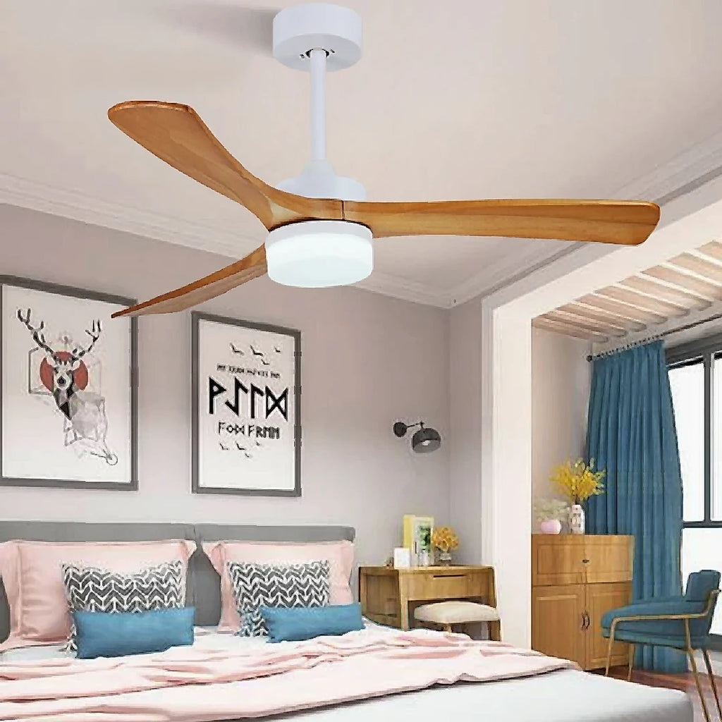 Barga | 60" European Styled Ceiling Fan with Lamp, Solid Wood and ...