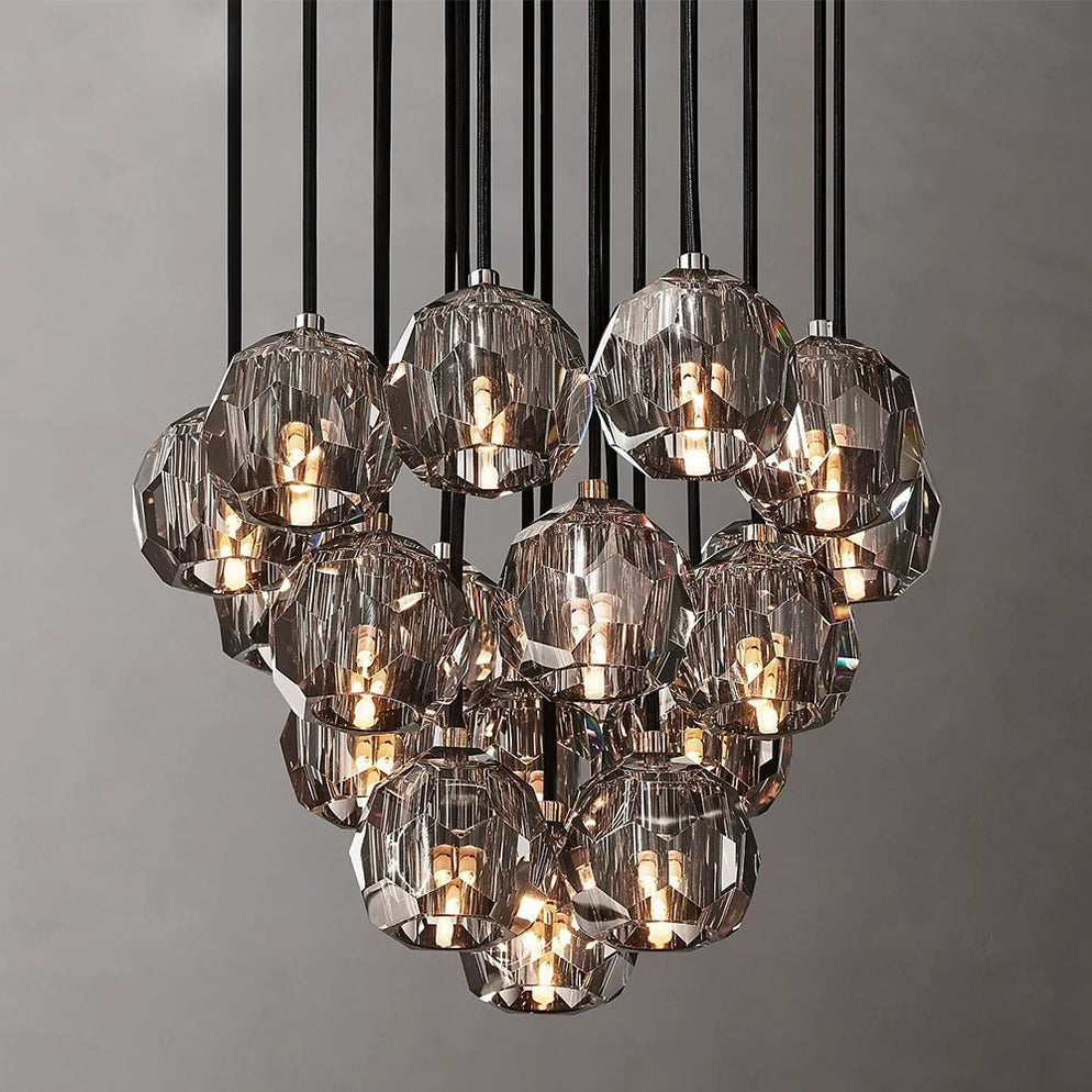 Round Clustre LED Cut Smoke Crystal Ceiling Chandelier — Mirodemi