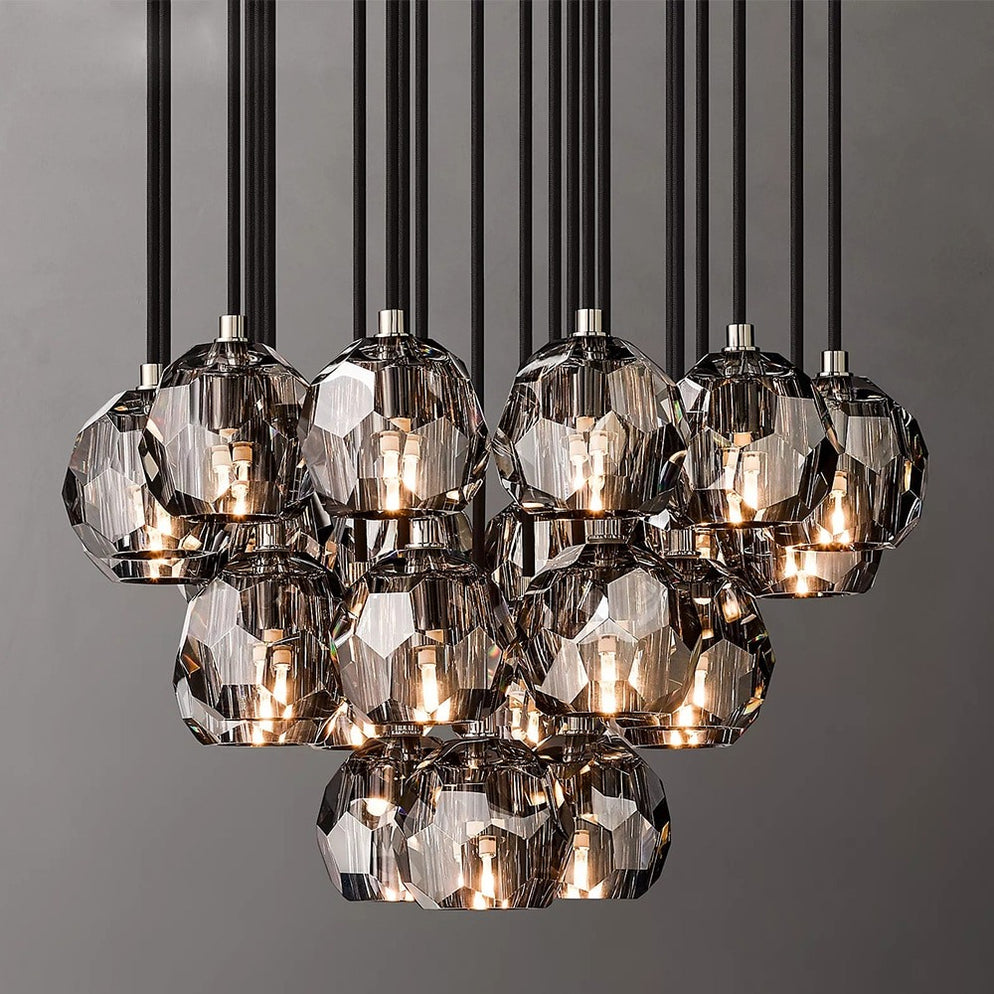 Round Clustre LED Cut Smoke Crystal Ceiling Chandelier — Mirodemi