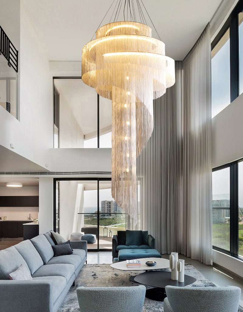 Luxury Long Chain Chandelier For Staircase, Lobby, Hallway — Mirodemi
