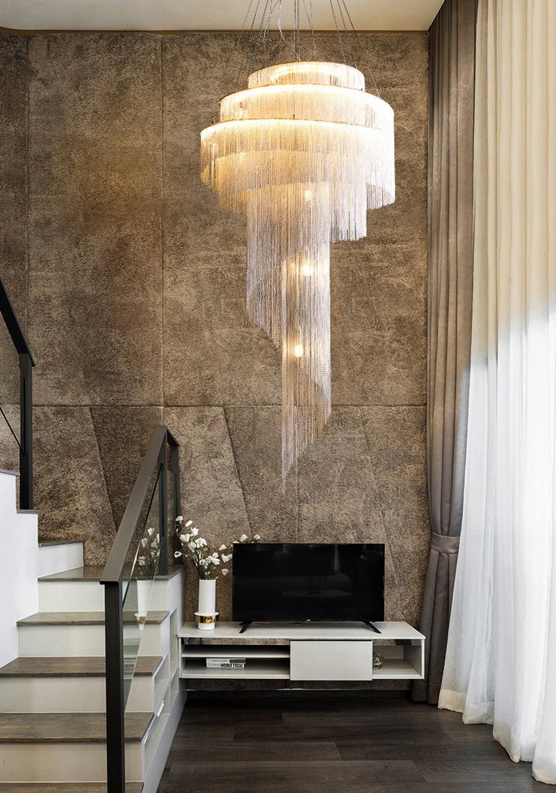 Luxury Long Chain Chandelier For Staircase, Lobby, Hallway — Mirodemi