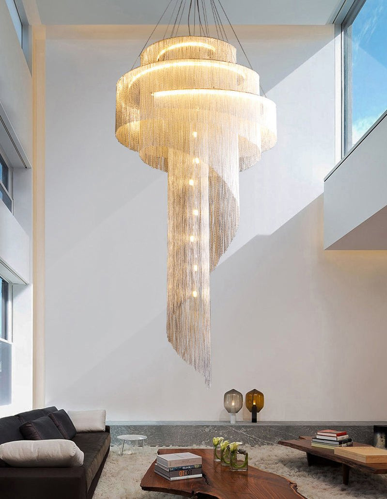 Luxury Long Chain Chandelier For Staircase, Lobby, Hallway — Mirodemi