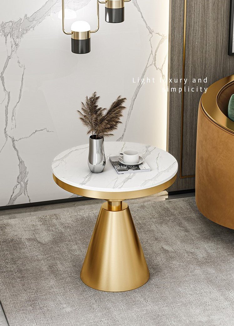 Gold/White/Black Round Modern Coffee Table For Living Room — Mirodemi