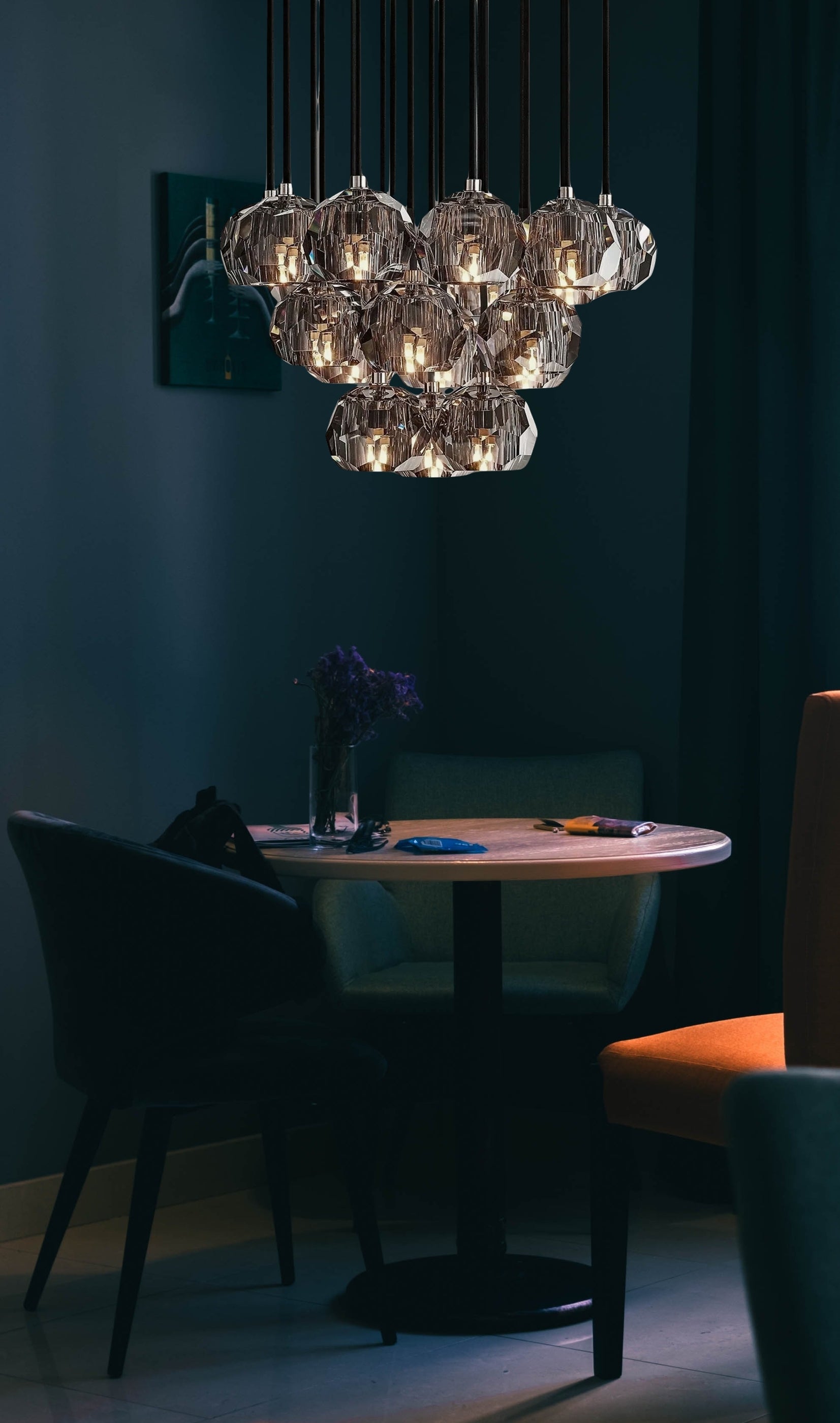 Round Clustre LED Cut Smoke Crystal Ceiling Chandelier — Mirodemi