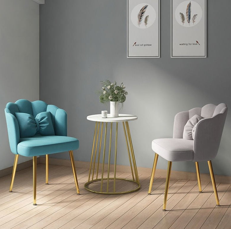 Golden Luxury Makeup Chair with Backrest made of Cotton — Mirodemi