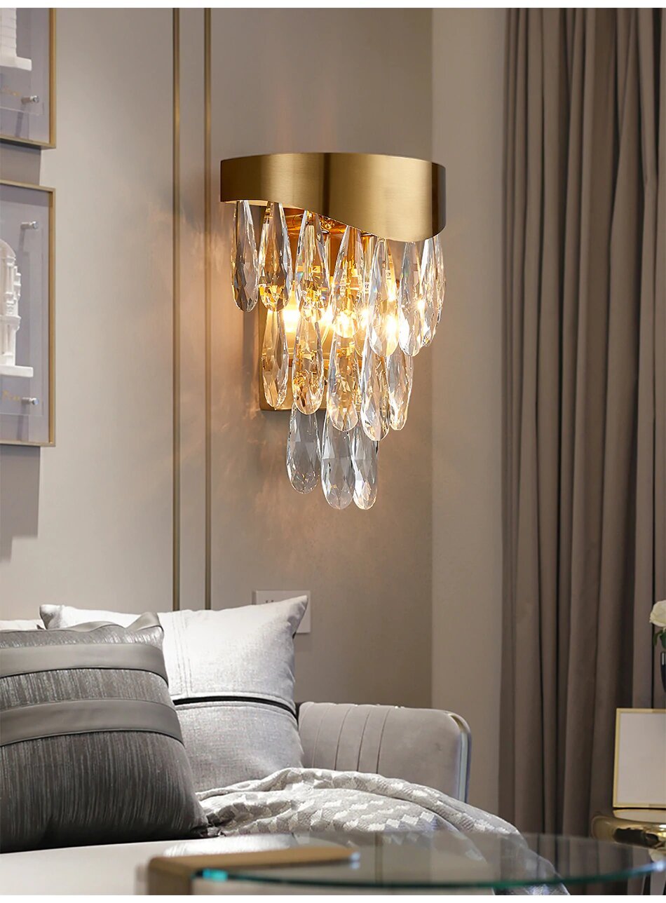 Luxury gold crystal wall sconce | Mirodemi