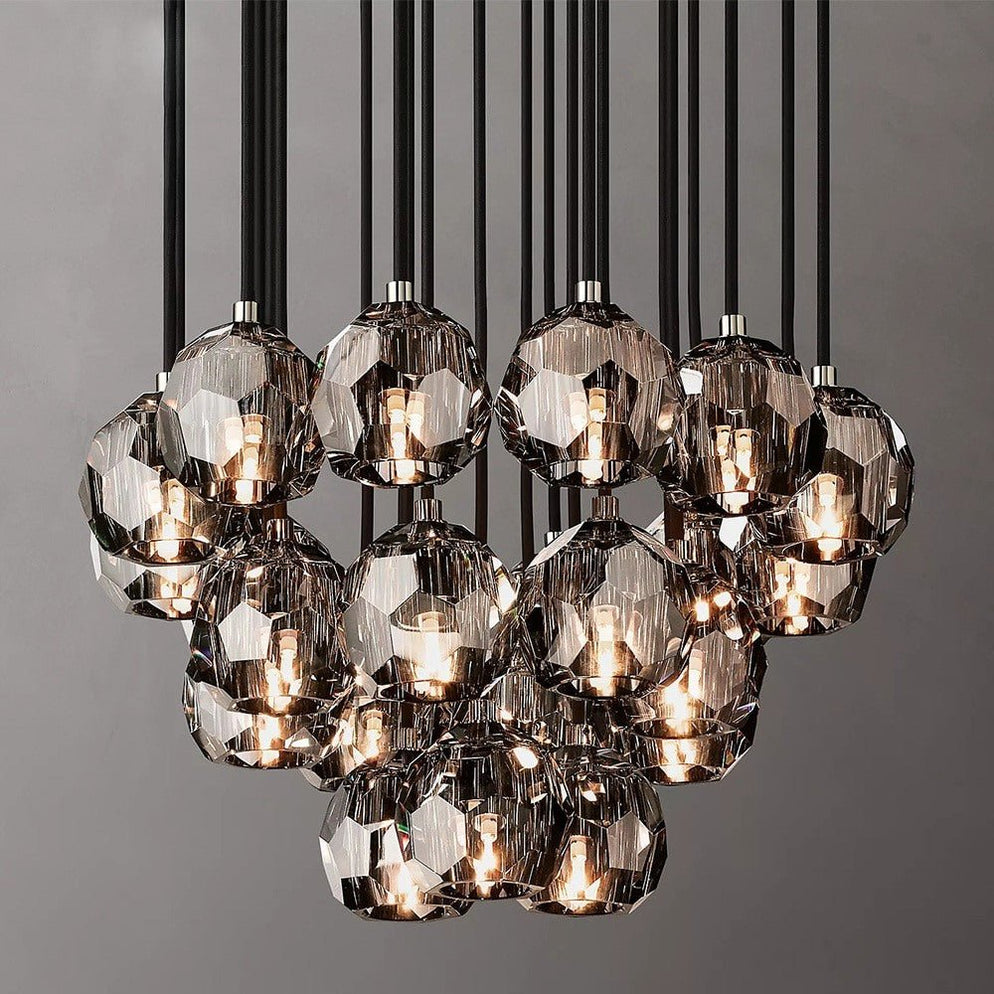 Round Clustre LED Cut Smoke Crystal Ceiling Chandelier — Mirodemi