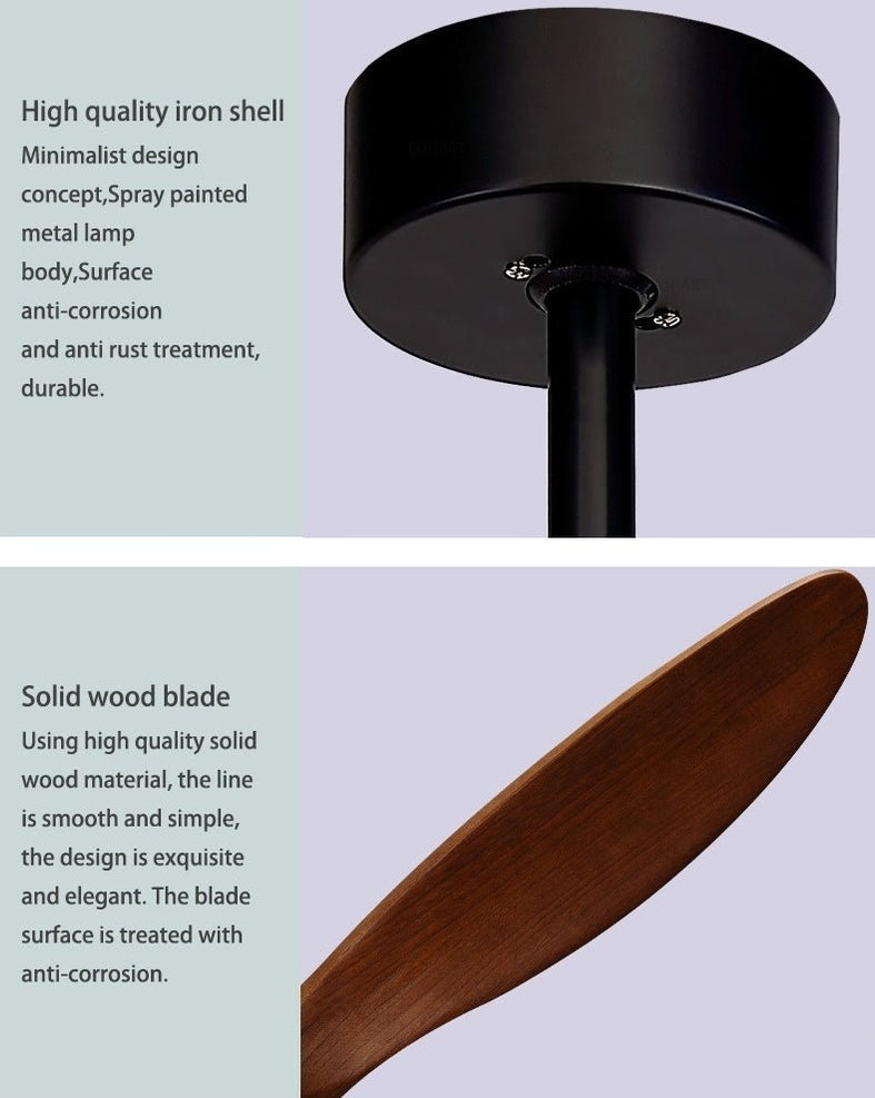 52" Modern Wooden Ceiling Fan with Lamp and Remote Control — Mirodemi